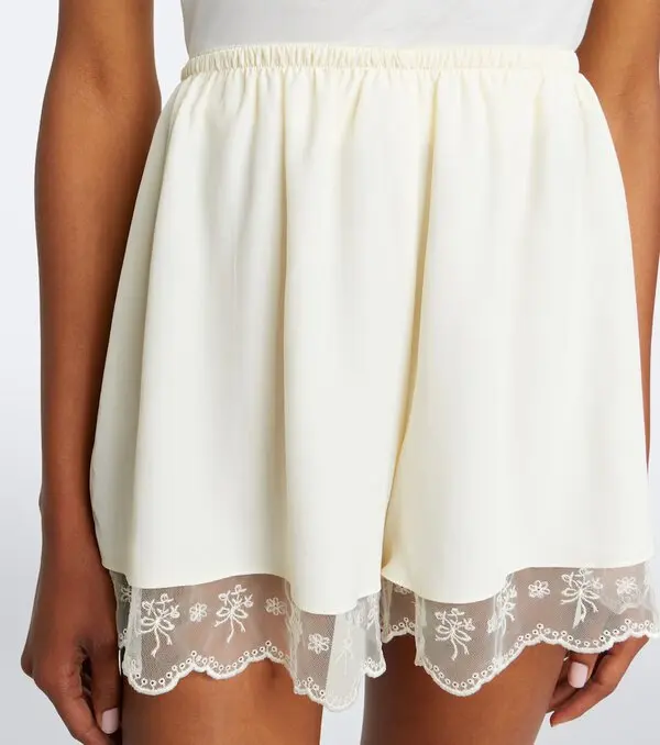 Simone Rocha Lace-trimmed Satin Shorts