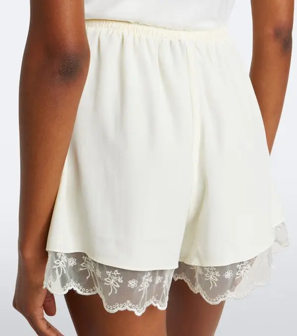 Simone Rocha Lace-trimmed Satin Shorts