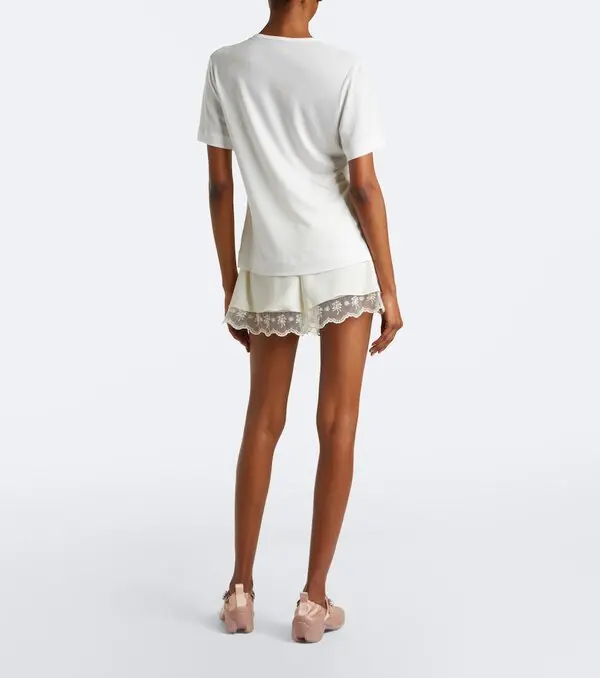 Simone Rocha Lace-trimmed Satin Shorts