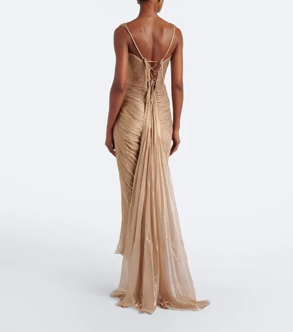 MARIA LUCIA HOHAN Corinna Silk Muslin Bustier Gown - Beige