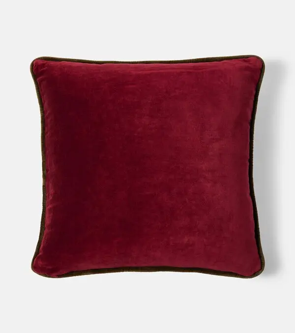 LES-OTTOMANS Embroidered Cotton Velvet Cushion