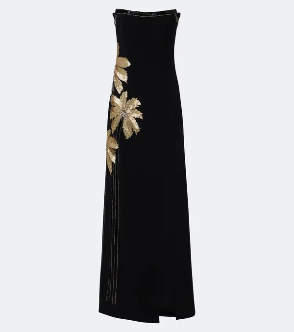 Costarellos Embellished Crepe Gown - Black