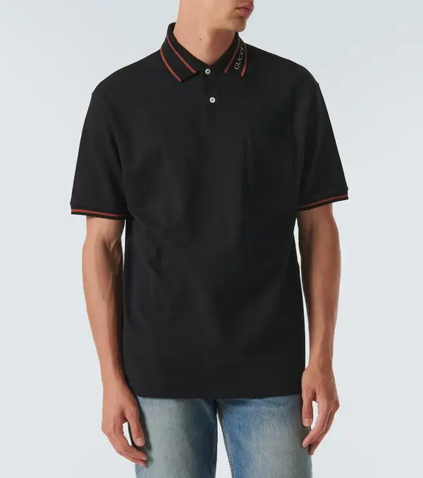 Gucci Cotton-blend Piqué Polo Shirt - Black