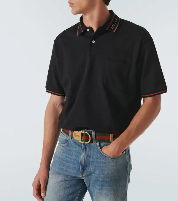 Gucci Cotton-blend Piqué Polo Shirt - Black