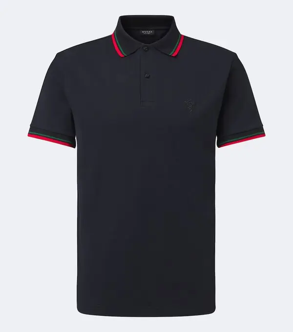 Gucci Cotton-blend Piqué Polo Shirt - Blue