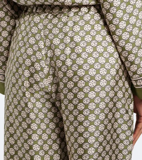 Max Mara Printed Silk Wide-leg Pants - Green