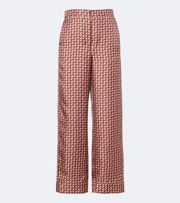 Max Mara Printed Silk Wide-leg Pants - Multicoloured