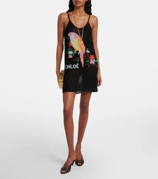 Chloé Embroidered Parrot Mini Dress