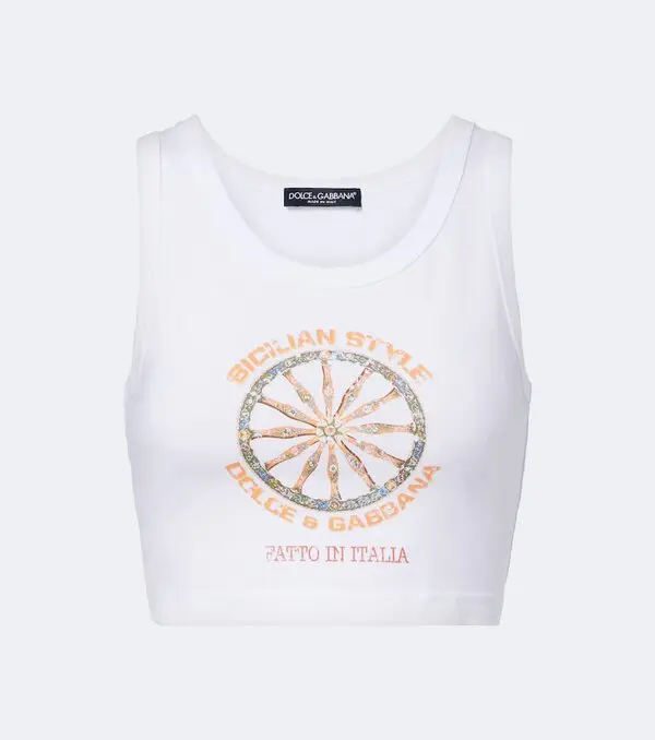 Dolce & Gabbana Carretto Cotton-blend Crop Top - White