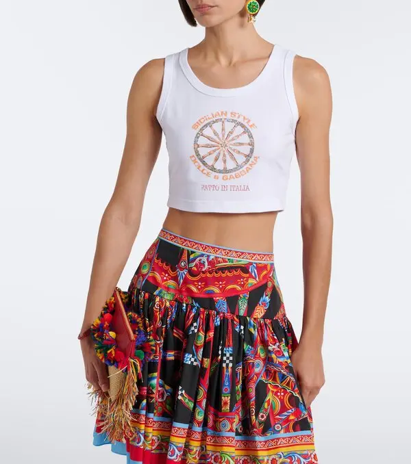 Dolce & Gabbana Sicilian Style" Cotton-blend Jersey Crop Top