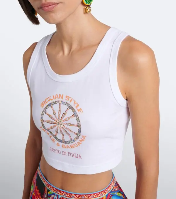 Dolce & Gabbana Sicilian Style" Cotton-blend Jersey Crop Top
