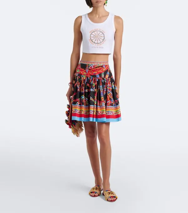 Dolce & Gabbana Sicilian Style" Cotton-blend Jersey Crop Top