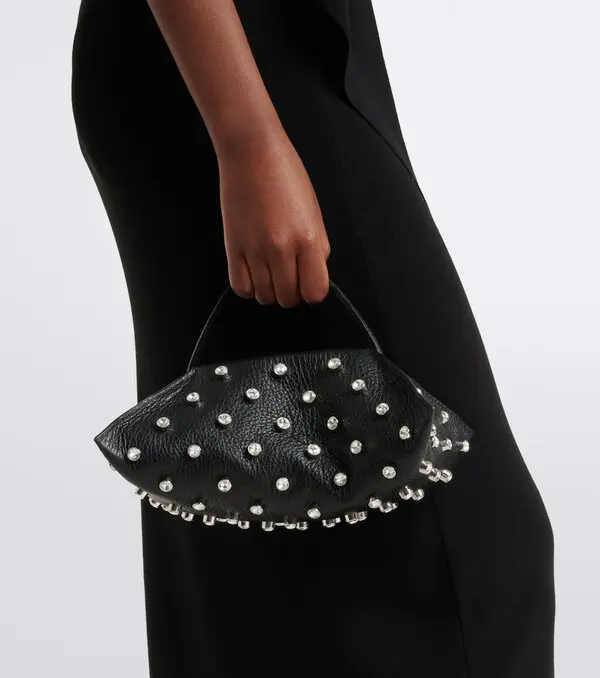 Altuzarra Origami Mini Embellished Leather Top-handle Bag - Black