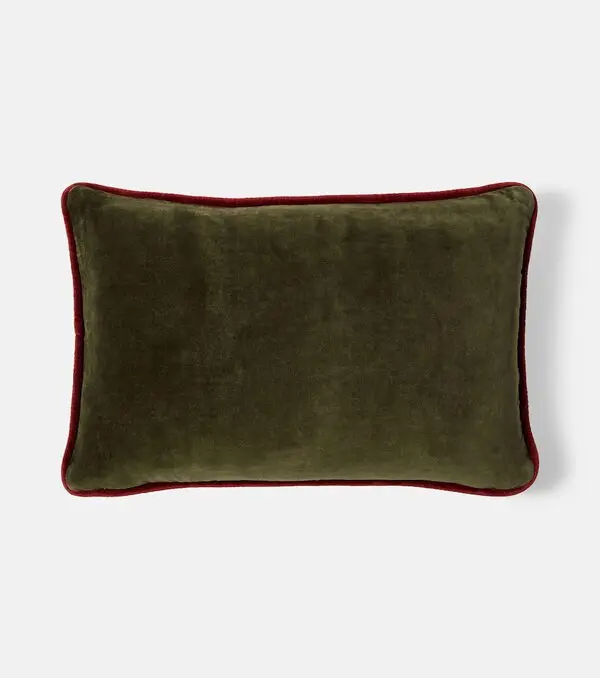LES-OTTOMANS Embroidered Cotton Velvet Cushion