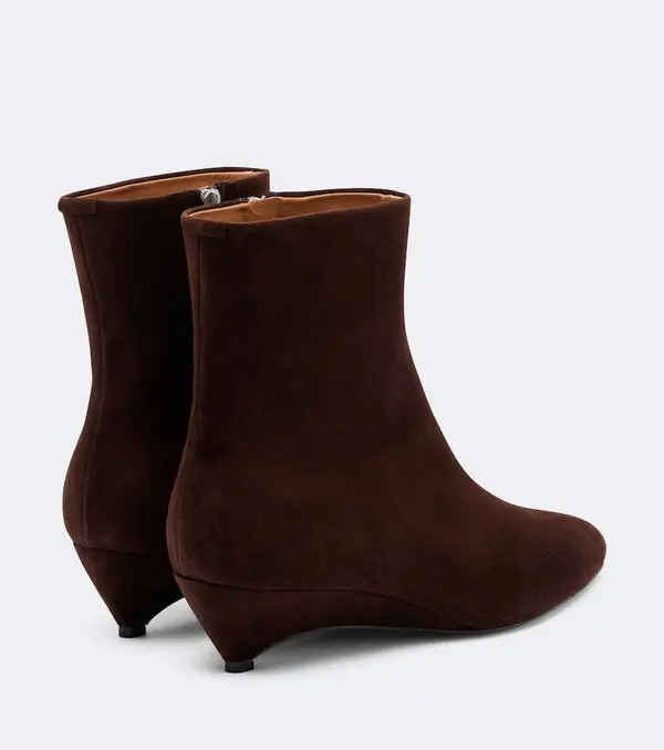 JIL SANDER Suede Pointed Toe Ankle Boots - Brown