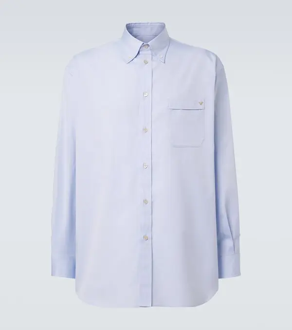 Valentino Garavani Vgold Cotton Oxford Shirt - Blue