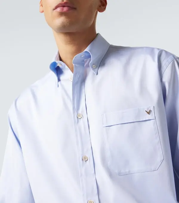 Valentino Garavani Vgold Cotton Oxford Shirt - Blue