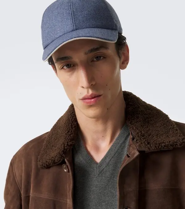 Eleventy Baseball Cap In Wool, Silk, And Cashmere - Blue