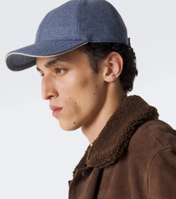 Eleventy Baseball Cap In Wool, Silk, And Cashmere - Blue