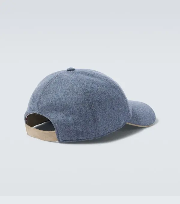Eleventy Baseball Cap In Wool, Silk, And Cashmere - Blue