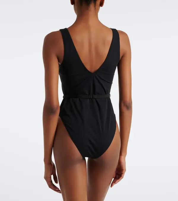 Tory Burch Double T Belted One-piece Swimsuit - Black