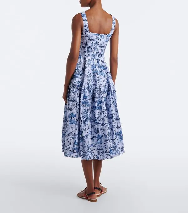 Erdem Printed Cotton Poplin Midi Dress