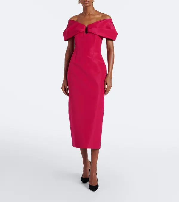 Carolina Herrera Off-shoulder Silk Faille Cocktail Dress