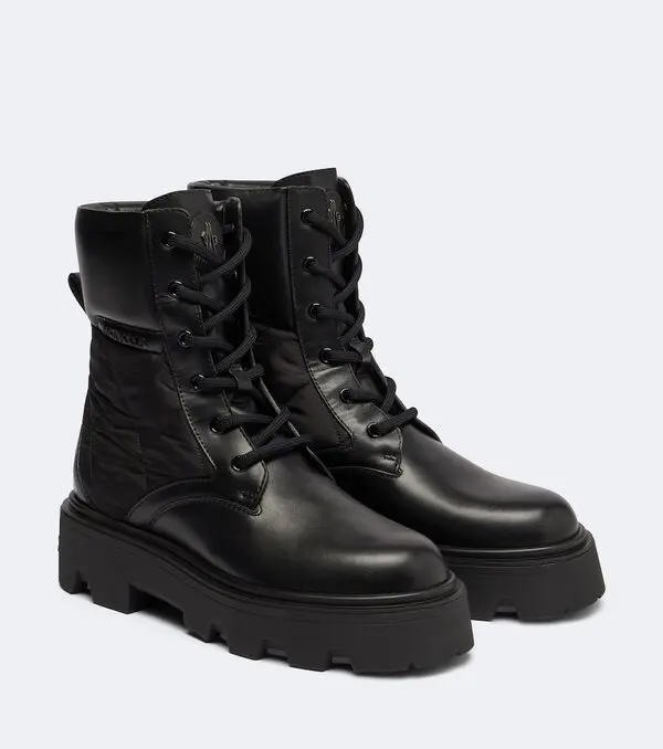 Moncler Aurea Leather Ankle Boots - Black