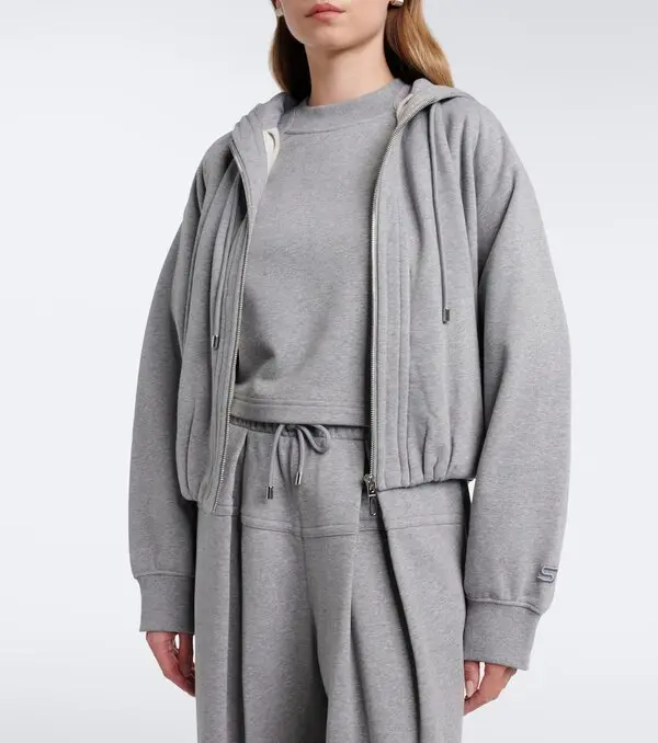Sportmax Cotton-blend Jersey Hoodie - Grey
