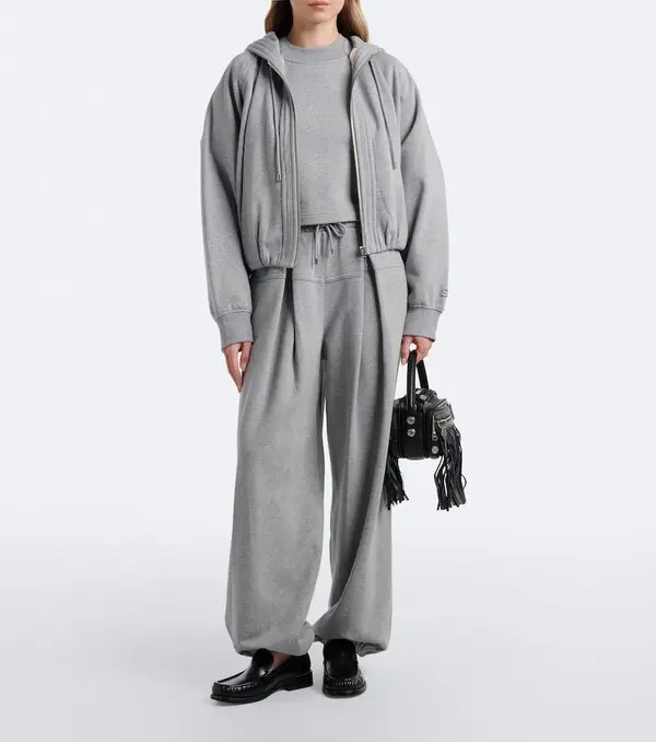 Sportmax Cotton-blend Jersey Hoodie - Grey