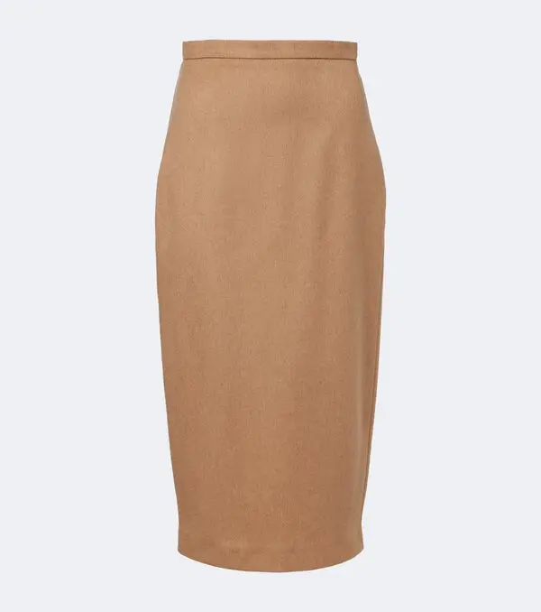 Max Mara Camel Hair Midi Skirt - Beige