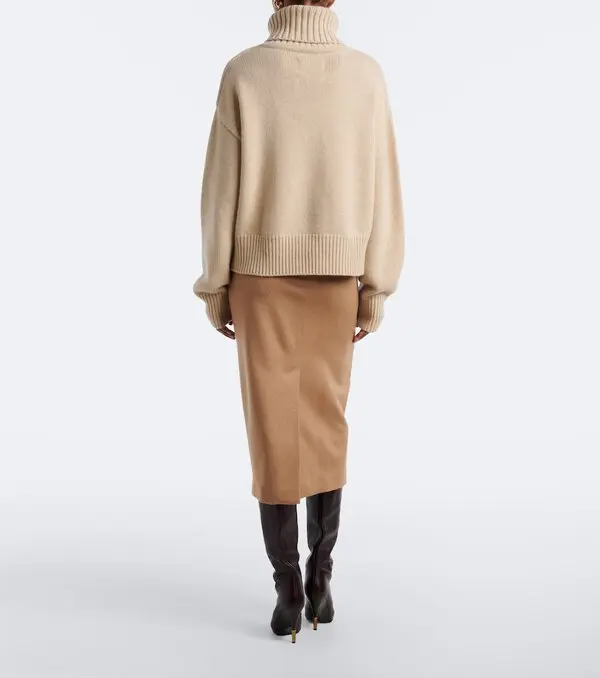 Max Mara Camel Hair Midi Skirt - Beige