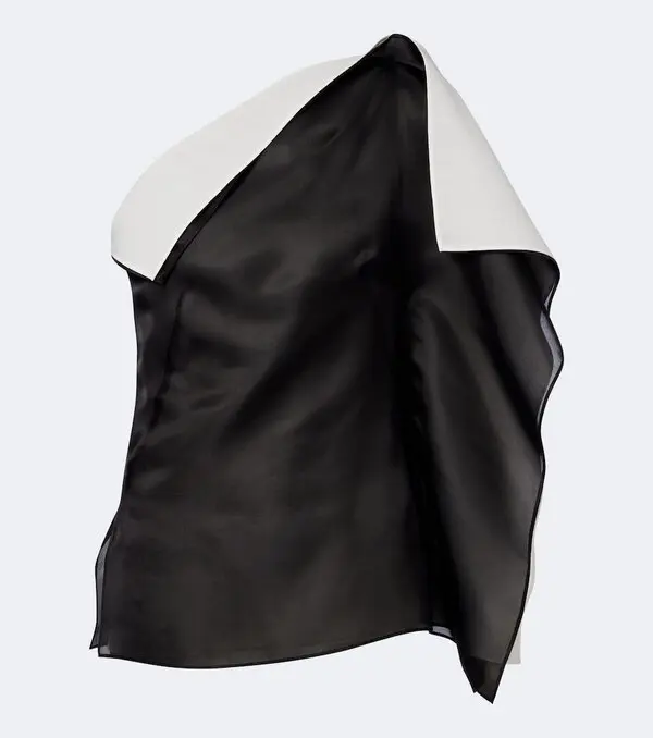 RÓHE Draped One-shoulder Silk Top - Black