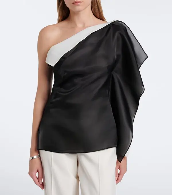 RÓHE Draped One-shoulder Silk Top