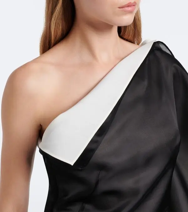 RÓHE Draped One-shoulder Silk Top