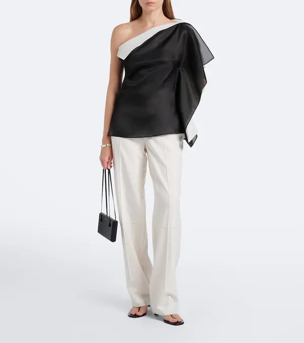 RÓHE Draped One-shoulder Silk Top