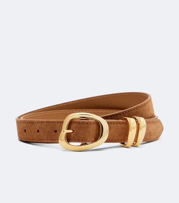 AMANU Suede Belt With Buckle Fastening - Brown