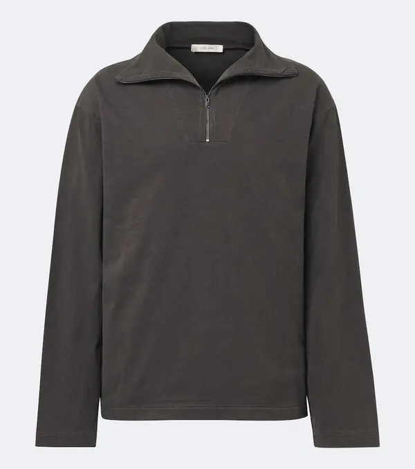 THE ROW Marcielo Cotton Half-zip Top - Grey