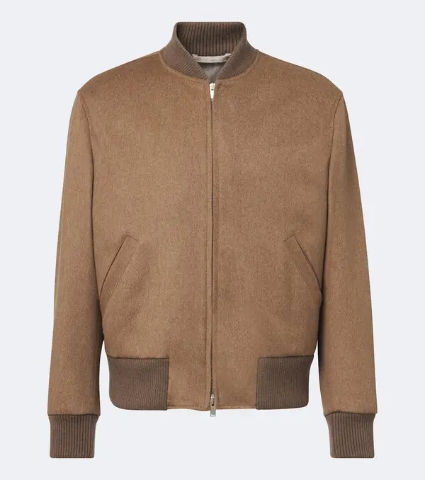 LARDINI Virgin Wool Bomber Jacket - Brown