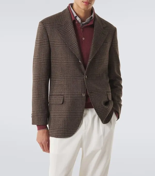 Brunello Cucinelli Prince Of Wales Check Cashmere Blazer