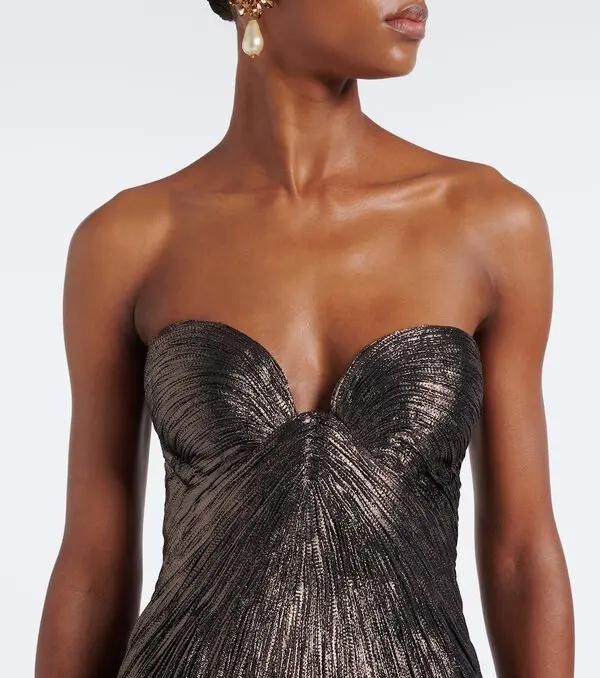 MARIA LUCIA HOHAN Nadira Silk Bustier Gown - Grey