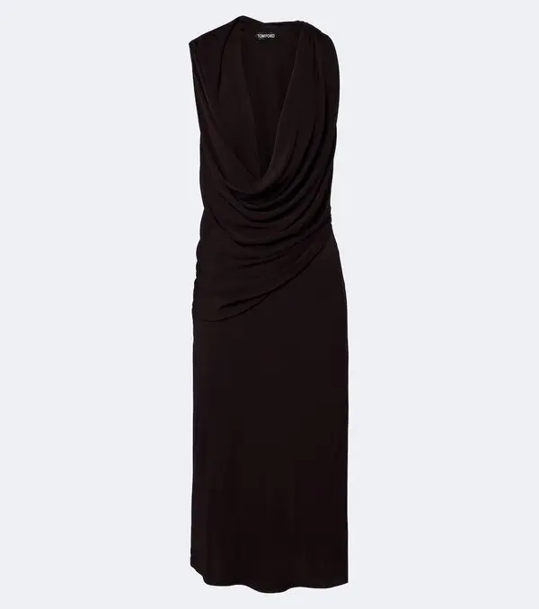 TOM FORD Crêpe Jersey Midi Dress - Brown