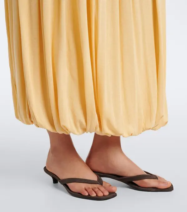 TOTEME Suede Square Open-toe Thong Sandals - Brown