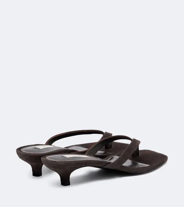 TOTEME Suede Square Open-toe Thong Sandals - Brown