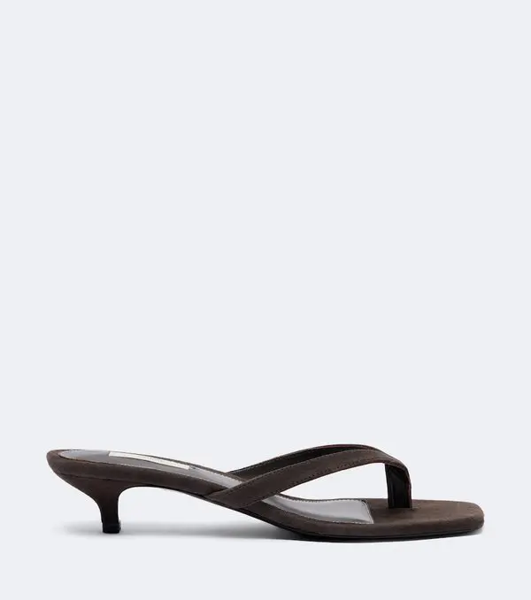 TOTEME Suede Square Open-toe Thong Sandals - Brown