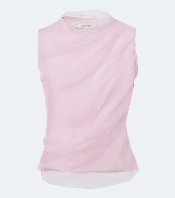 Dorothee Schumacher Layered Draped Jersey And Tulle Top - Pink