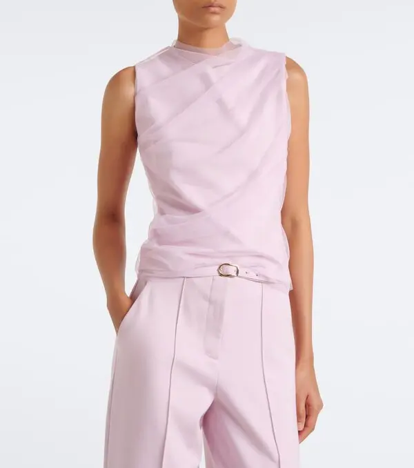Dorothee Schumacher Layered Draped Jersey And Tulle Top - Pink