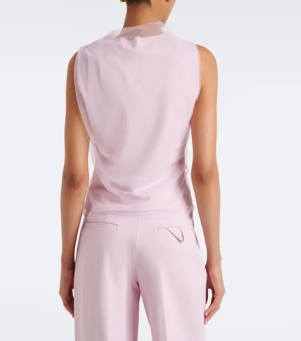 Dorothee Schumacher Layered Draped Jersey And Tulle Top - Pink
