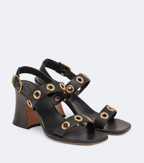 Chloé Janis Leather Sandals - Black
