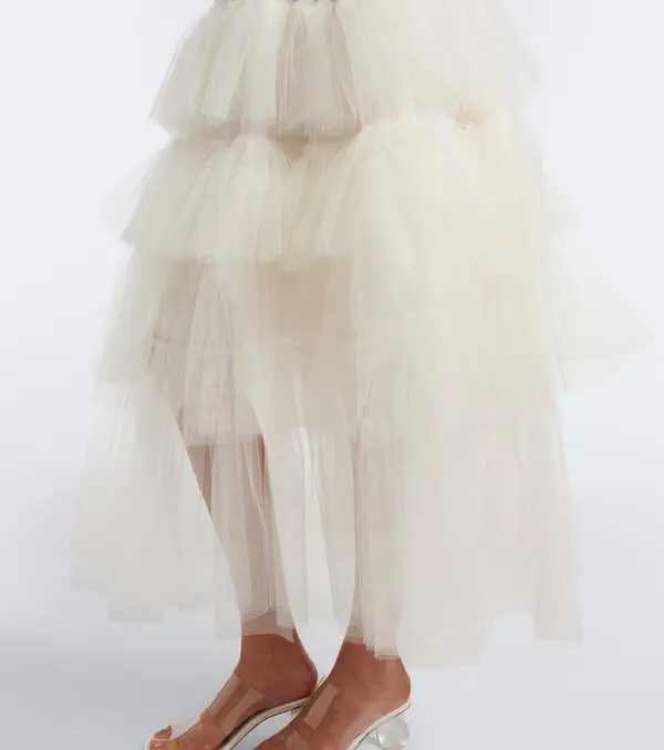 Simone Rocha Ruffled Tulle Midi Skirt